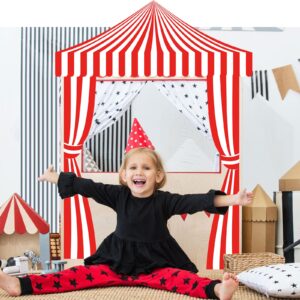 Ziliny 3 Pcs Carnival Party Decorations Circus Tent Awning Halloween Red White Banner Concession Stand(Striped Style)