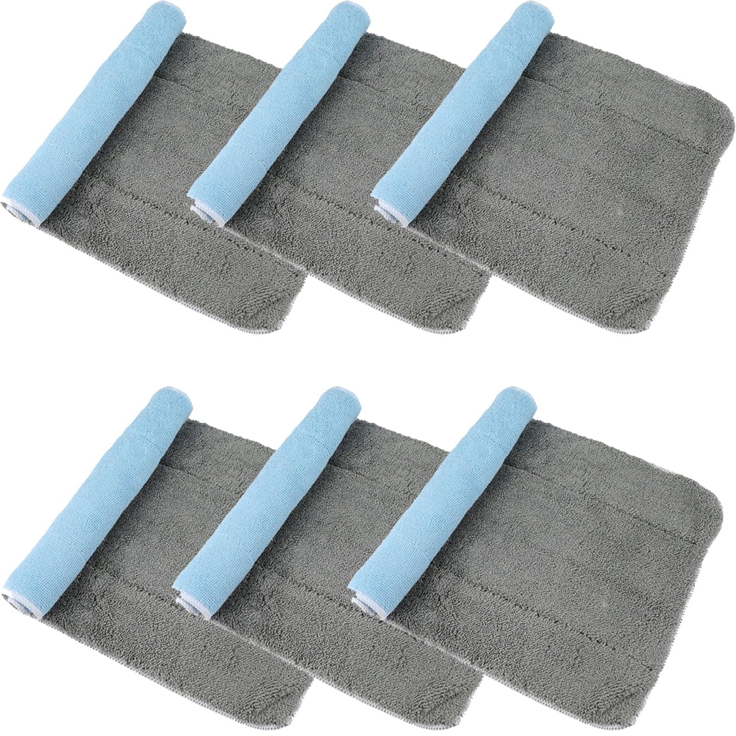 6 Pack 2-Side Washable Reusable Mop Pads Refills Compatible with MR.SIGA Professional Microfiber Mop,Double Use Wet＆Dry Microfiber Mop Pads 16.5 * 9" (42 * 23 cm)