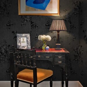 Erfoni Black Wallpaper Peel and Stick Wallpaper Black Floral Embossed Contact Paper 17.7inch×118.1inch Removable Textured Flower Wallpaper Self Adhesive Thicken Countertops Cabinets Contact Paper