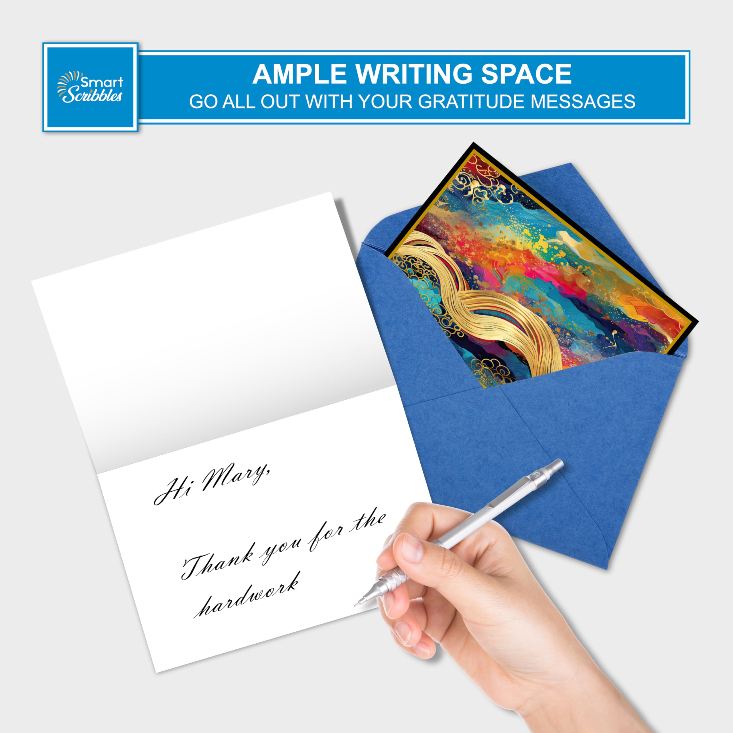 smart scribbles 48 Blank Cards and Envelopes - 4x6” Assorted Note Cards for All Occasions, Rainbow Agate Greeting Cards, Thank You Cards Assortment Pack with Matching Envelope Seals