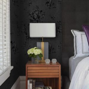 Erfoni Black Wallpaper Peel and Stick Wallpaper Black Floral Embossed Contact Paper 17.7inch×118.1inch Removable Textured Flower Wallpaper Self Adhesive Thicken Countertops Cabinets Contact Paper