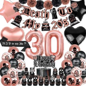 death to my 20s decorations, 30th birthday decorations for her black and rose gold, rip to my 20s birthday decorations funeral for my youth 30th birthday 30 balloon numbers dirty thirty party supplies