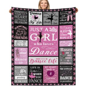 buugviil just a girl who loves dance gifts for girls, dance blanket, dance recital gifts for girls, ballet gifts for dancers, dancer gifts for girls teens on christmas birthday 50"x60"