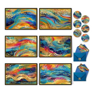 smart scribbles 48 blank cards and envelopes - 4x6” assorted note cards for all occasions, rainbow agate greeting cards, thank you cards assortment pack with matching envelope seals