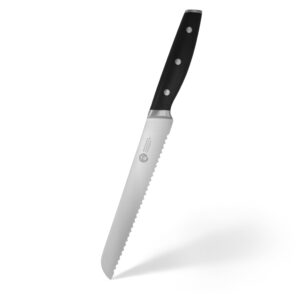 masterchef bread knife 13" with high carbon stainless steel blade and triple riveted handles, professional quality kitchen knife for precision cooking at home, perfectly balanced, razor sharp