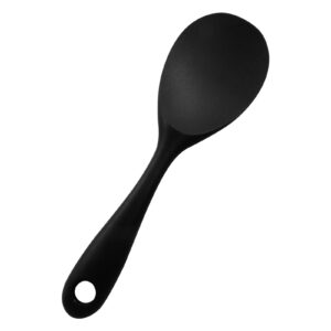 coufce black silicone rice paddle spoon heat resistant rice spoon non stick rice spatula food grade kitchen gadget rice scoop for rice and mashed potato dishwasher safe