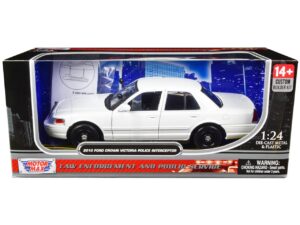 2010 crown victoria police interceptor unmarked white custom builder's kit series 1/24 diecast model car by motormax 76469bb