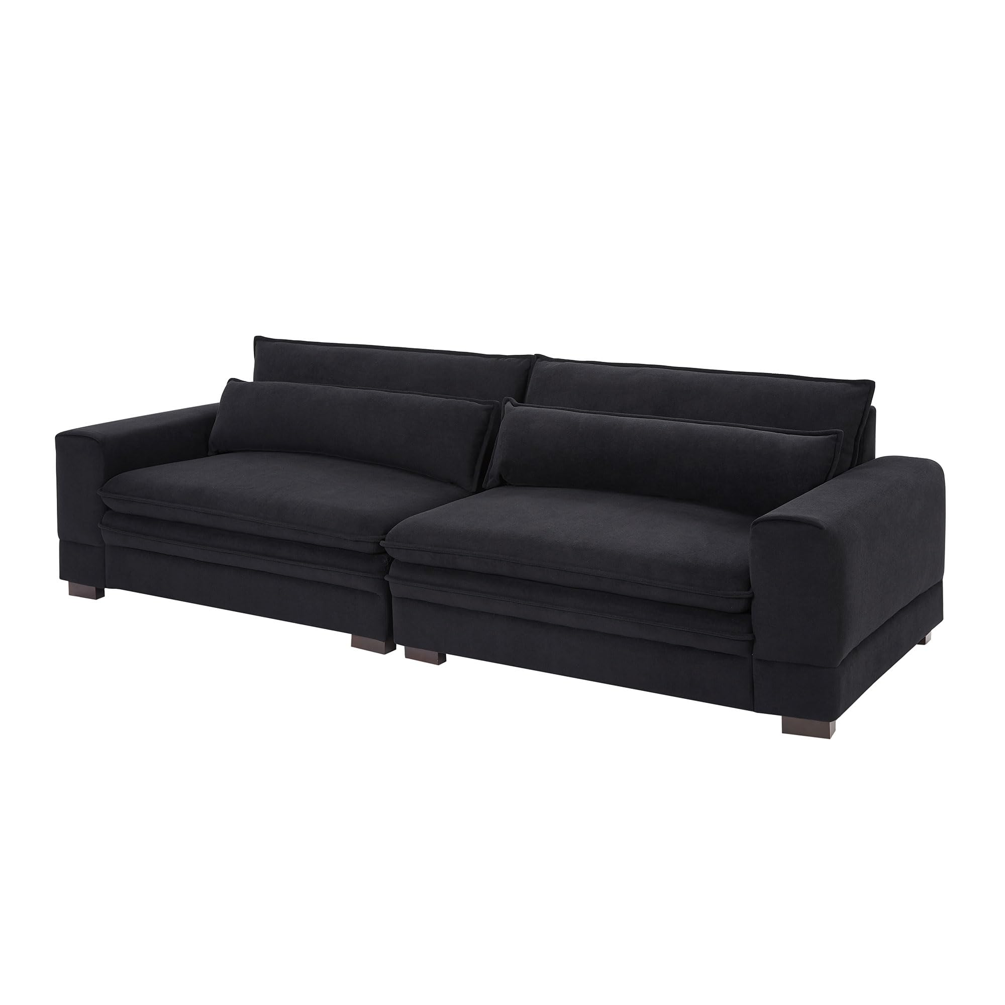 SCANORDIC 104.72" Modern Sofas Couches, Mid Century Modern Deep Seat Loveseat Sofas with Armrest Fit for Small Spaces, Dorm, Apart,Black