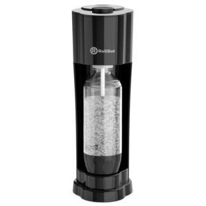 rollibot sparkling water maker soda maker (co2 cylinder not included), one button carbonating, 1l/ 33.8 fl-oz bpa-free water bottle, compatible with screw-in type co2 cylinders