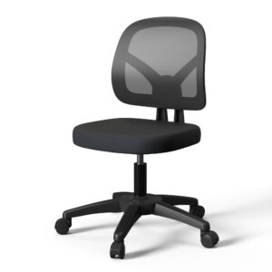 kolliee armless mesh office chair ergonomic small desk chair no arms black swivel computer chair with wheels task chair for small spaces mid back home office chair for adults and kids