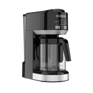 black+decker dual brew 14-cup carafe single serve coffee maker with auto-clean function, compact design, k-cup & reusable ground filter compatible with 70 oz. water reservoir & fast brew technology