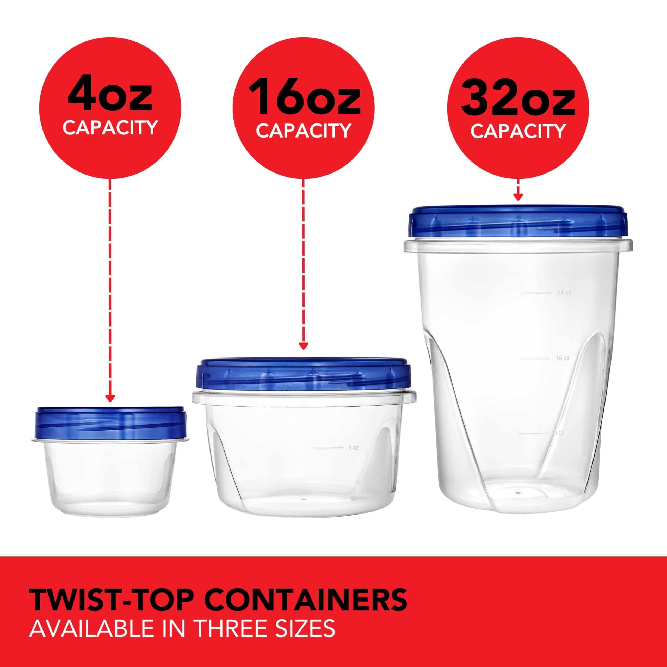 Stock Your Home 32oz Plastic Containers with Twist Top Lids (6 Pack), Quart Freezer Containers with Lids for Leftover Food, Airtight Reusable Soup Containers with Lids, Microwave and Dishwasher Safe