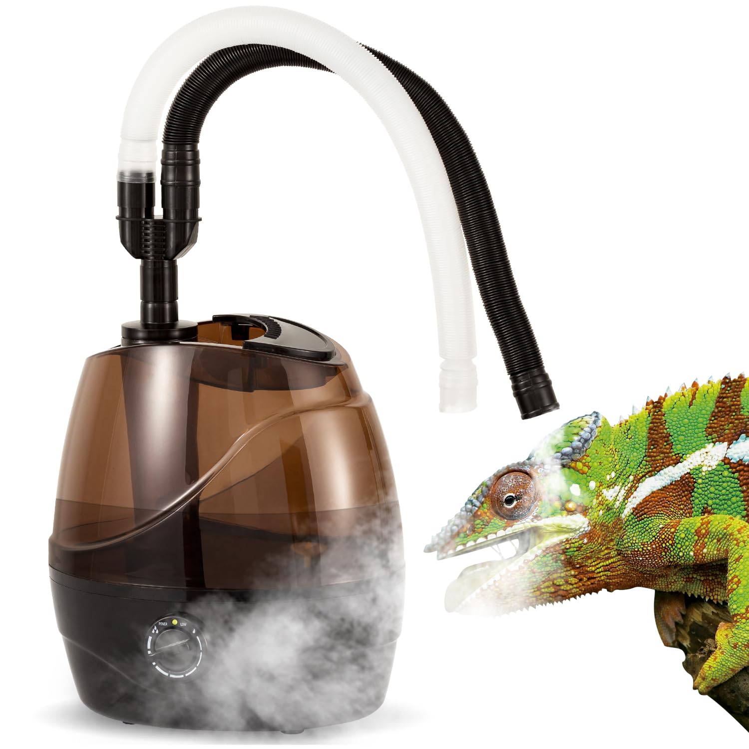 OIIBO Reptile Humidifier Fogger, 2.2L Terrarium Humidifiers with Double Extension Tube Pet Supplies Automatic Reptile Misting System Ideal for Reptiles Amphibians Herps Vivarium