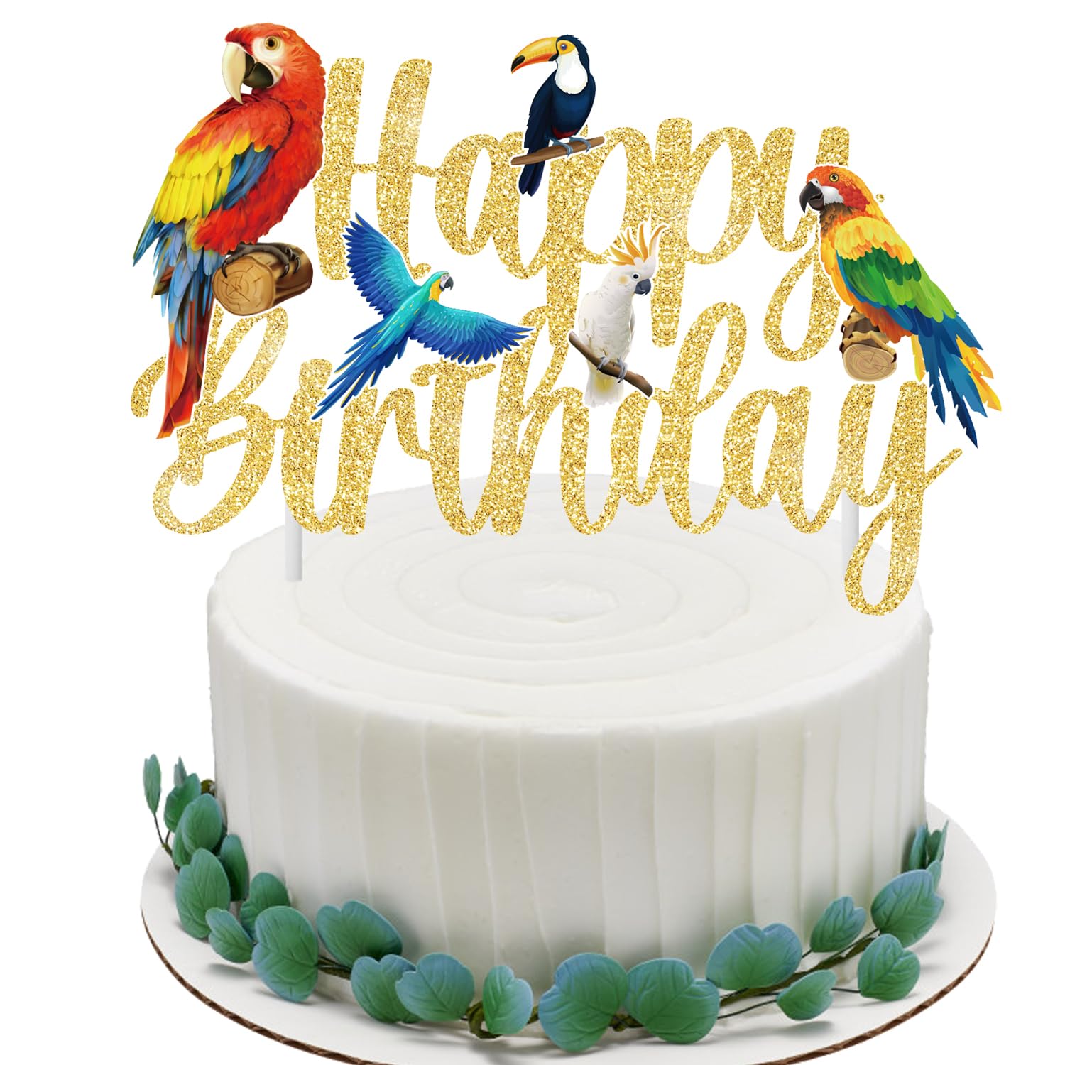 Parrot Birthday Cake Decoration Tropical Bird Birthday Cake Topper Parrot Happy Birthday Cake Pick Parrot Birthday Party Decoration for Birds Themed Baby Shower Supplies