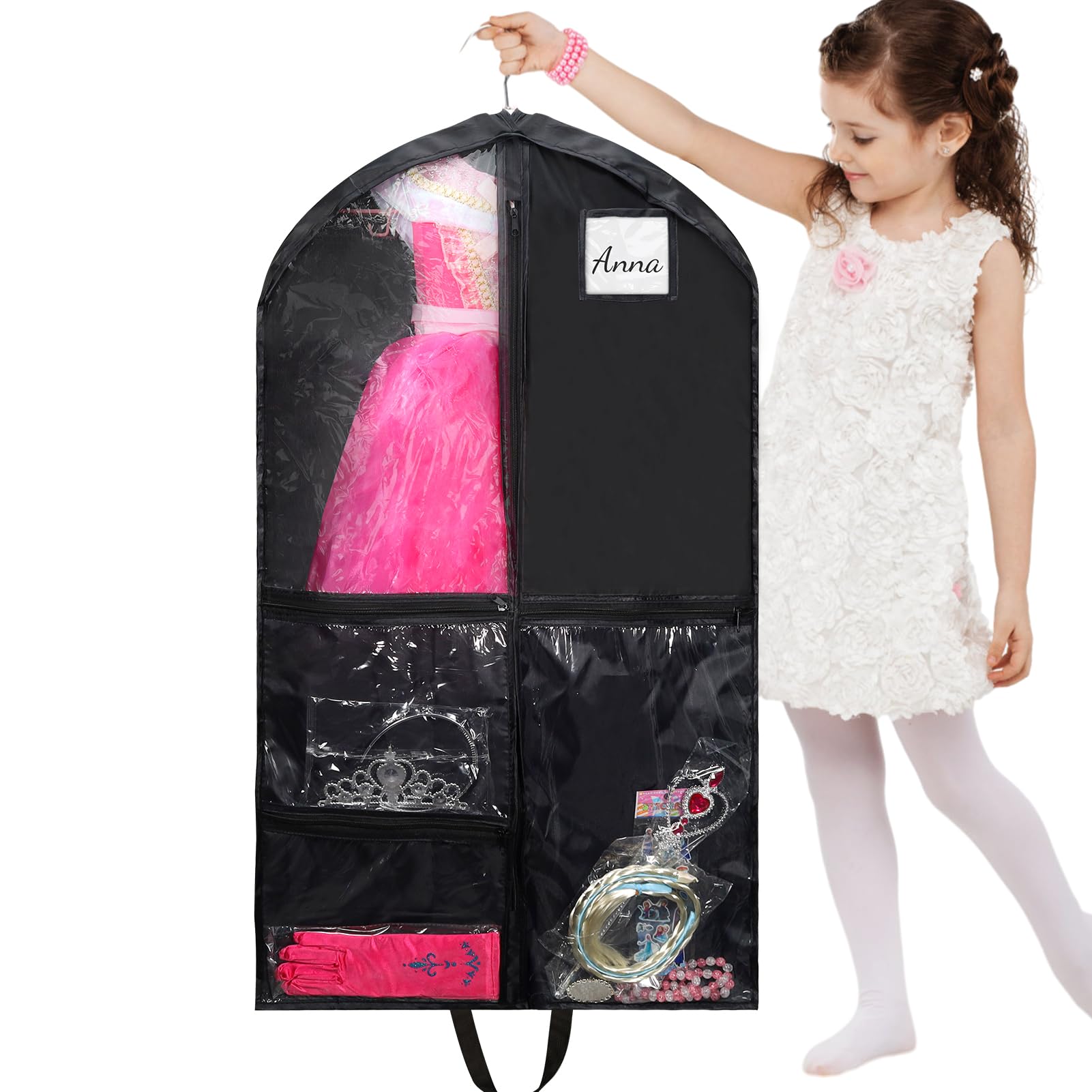 1 Pack Kids Garment Bags for Dance Costumes,Breathable Dance Costume Garment Bag for Competition,Waterproof Hanging Garment Bag 40 Inch Clothes Bag for Dance Costumes,Skating,Theatre