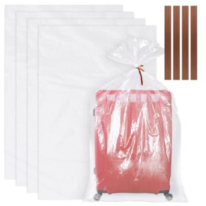 4 pack large clear plastic bags, 40" x 60" moistureproof dustproof large storage bags, reusable giant extra luggage storage bags for luggage, suitcase,furniture, chair, kids bike (include 4 ties)