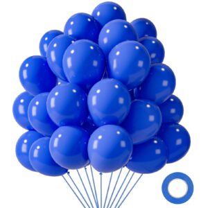 lovestown 110pcs dark blue latex balloons, 12 inch royal blue thicken helium balloons with ribbon for boys birthday graduation engagement baby shower party decorations