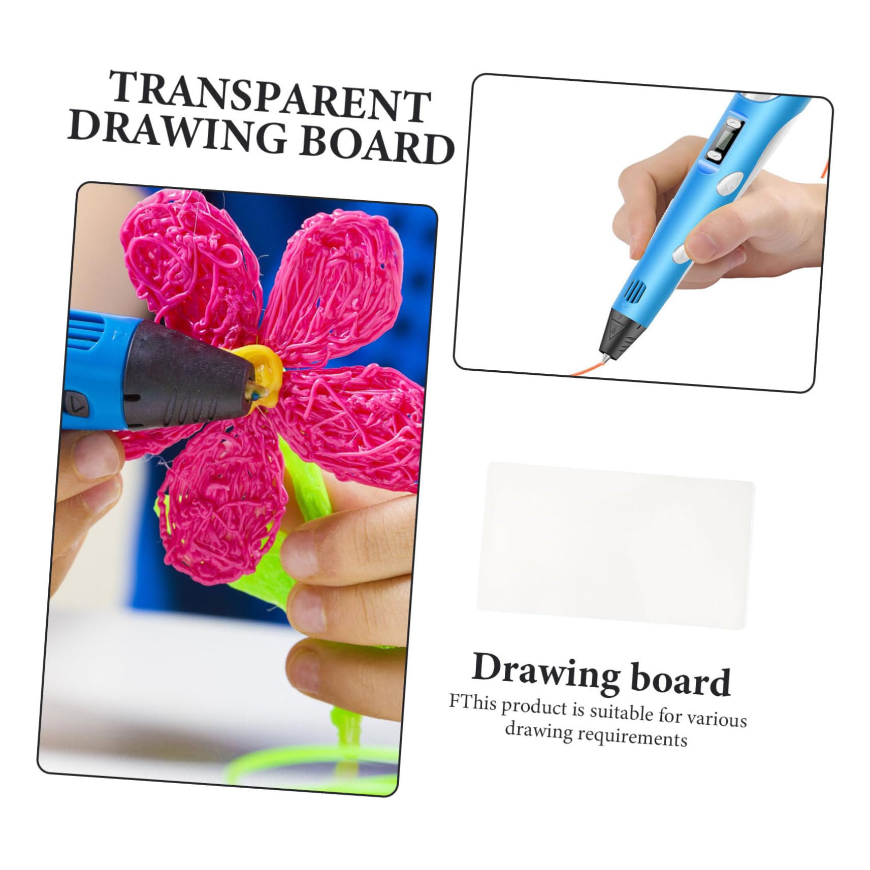 EXCEART 10pcs Transparent Drawing Board 3D Pen Pad 3D Pen Stencils 3D Printer Pen Mat 3dpen Pad 3 Accessories Drawing Paper for Kids Plastic Basic Template PVC Album White Canvas Child