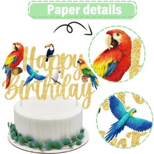 Parrot Birthday Cake Decoration Tropical Bird Birthday Cake Topper Parrot Happy Birthday Cake Pick Parrot Birthday Party Decoration for Birds Themed Baby Shower Supplies