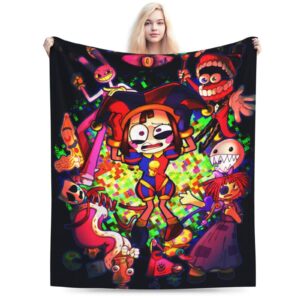 anime cartoon amazing digital circus blanket bedding super soft flannel throw blankets birthday gifts for kids teens adults 50"x40"