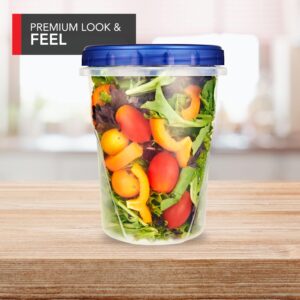 Stock Your Home 32oz Plastic Containers with Twist Top Lids (6 Pack), Quart Freezer Containers with Lids for Leftover Food, Airtight Reusable Soup Containers with Lids, Microwave and Dishwasher Safe