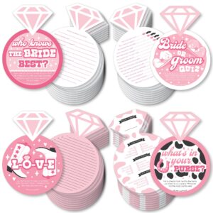 big dot of happiness last rodeo - 4 pink cowgirl bridal shower games - 10 cards each - who knows the bride best, bride or groom quiz, what’s in your purse and love - gamerific bundle