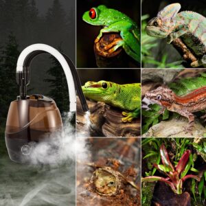 OIIBO Reptile Humidifier Fogger, 2.2L Terrarium Humidifiers with Double Extension Tube Pet Supplies Automatic Reptile Misting System Ideal for Reptiles Amphibians Herps Vivarium