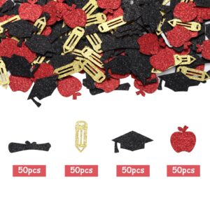 Sursurprise 2024 Teacher Graduation Party Decorations, 200Pcs Teacher Graduation Confetti Glitter for Table, Congrats Teacher Class of 2024 Grad Party Supplies