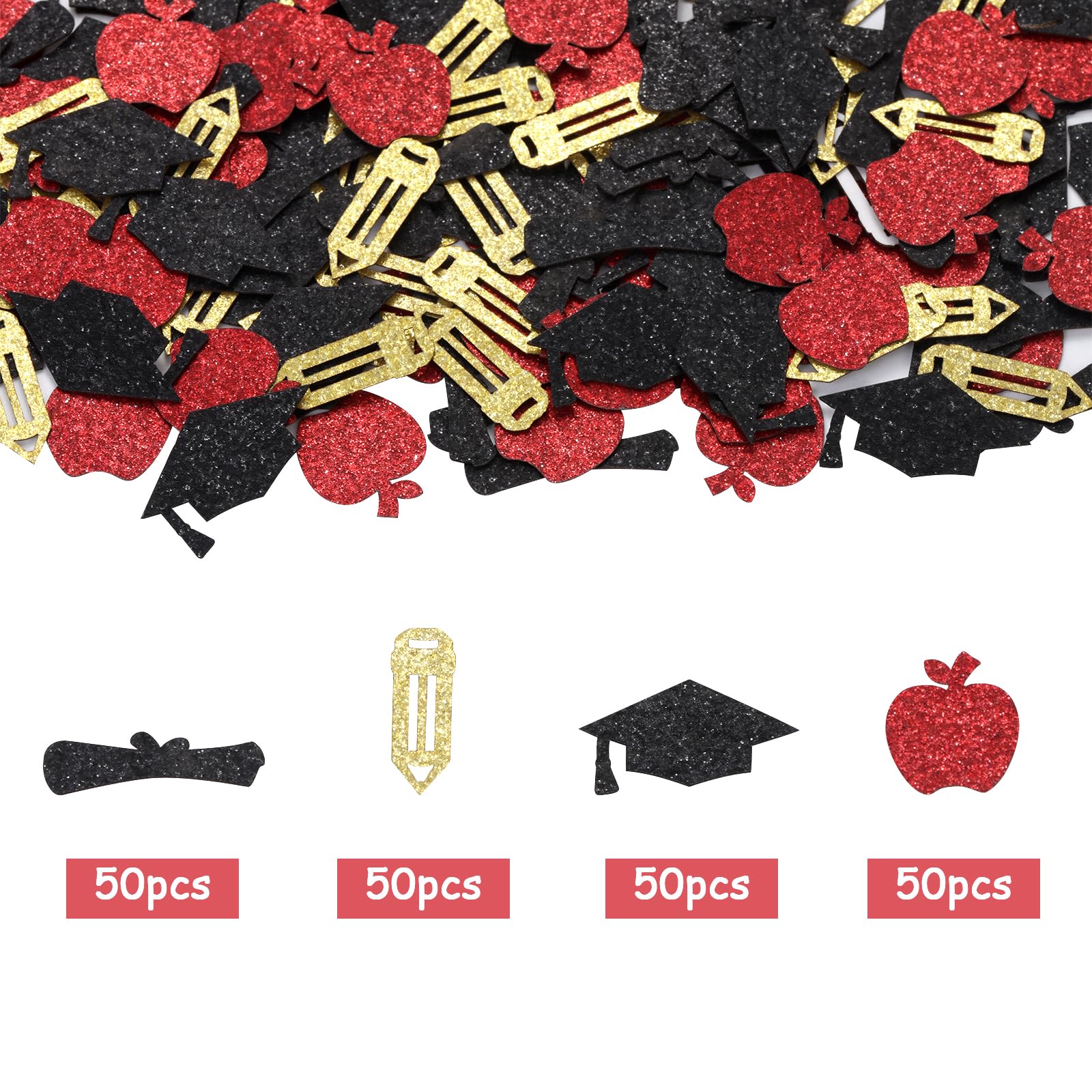 Sursurprise 2024 Teacher Graduation Party Decorations, 200Pcs Teacher Graduation Confetti Glitter for Table, Congrats Teacher Class of 2024 Grad Party Supplies