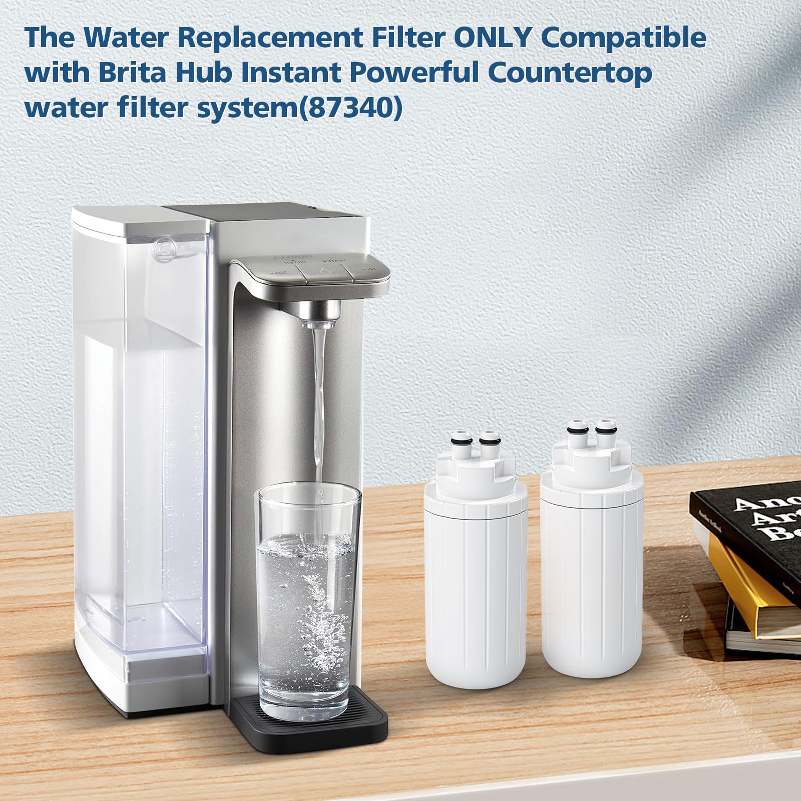 2-Pack Water Filter Replacement, Compatible with Brita Hub Instant Powerful Countertop Water Filter Device, Lasts Six Months or 120 Gallons