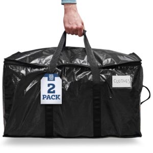 zober extra large moving bags, heavy-duty water-resistant storage bags with dual zippers & carrying handles 2 pack, 27" l x 14" w x 15" h