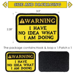 XMJY Funny Hook and Loop Patch - Warning I Have No Idea What I Am Doing, 1 Pc Embroidered Patches for Tactical Backpack, Dog Harnesses, Army Vests, Jackets, Jeans, Hats, Helmets