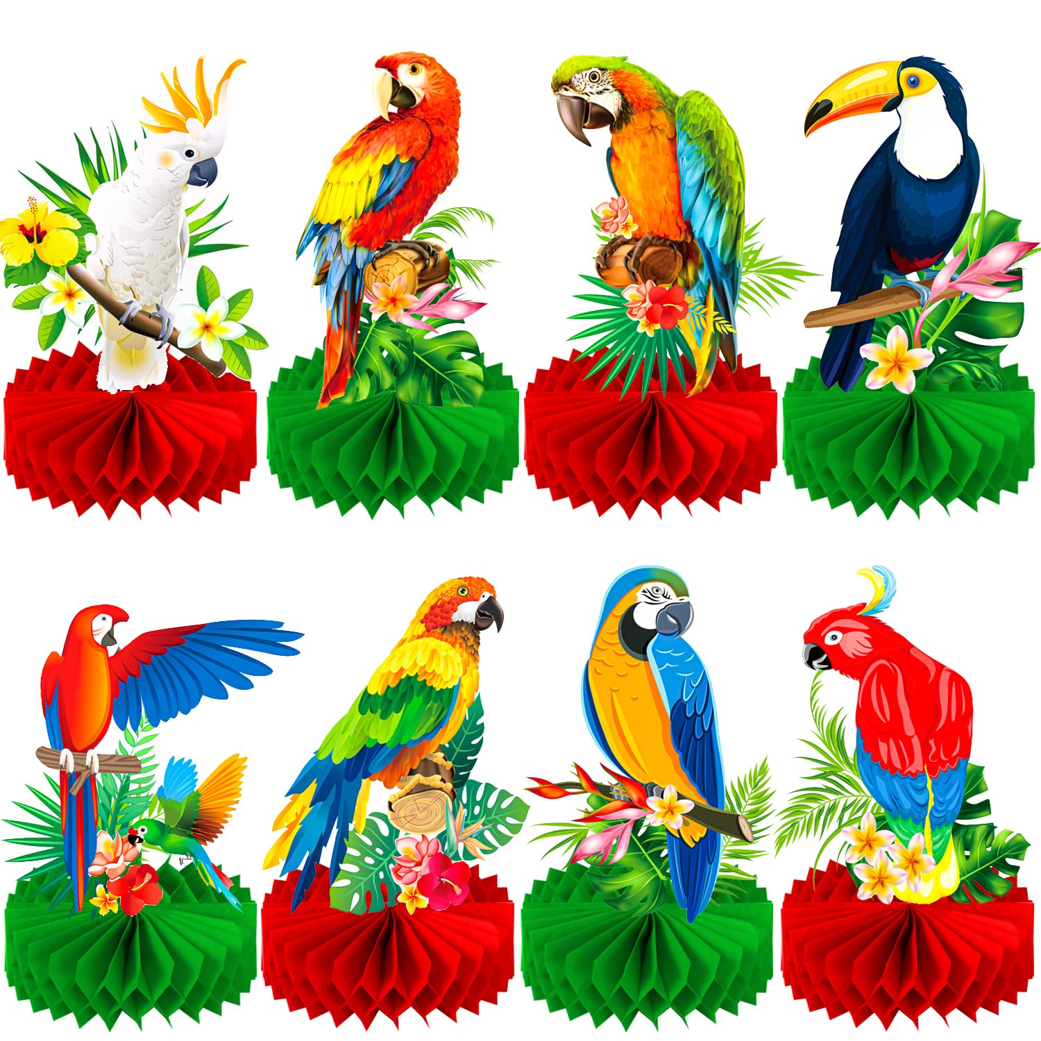 Parrot Honeycomb Centerpieces 11Pcs Tropical Bird Party Table Centerpieces Birds Party Supplies Hawaiian Luau Party Decoration for Rainforest Birds Baby Shower Party Supplies