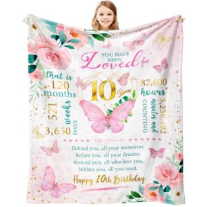 gifts for 10 year old girl, 10th birthday gifts for girls, presents for ten year old girl, birthday gifts ideas for girls age 10, double digits birthday decorations for girl throw blanket 60"x50"