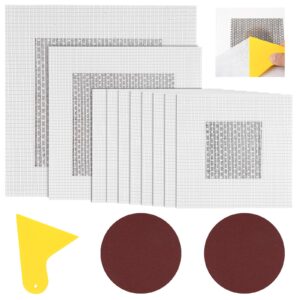 drywall repair kit 10 pcs, 2/4/6 inch self-adhesive drywall patch with scraper and sandpapers, aluminum wall patch repair kit, plasterboard hole repair kit for fixing dry wall holes