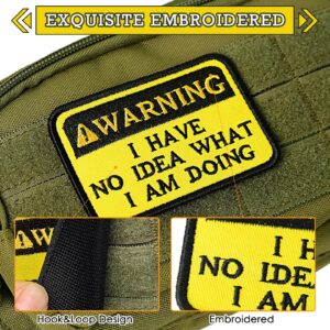 XMJY Funny Hook and Loop Patch - Warning I Have No Idea What I Am Doing, 1 Pc Embroidered Patches for Tactical Backpack, Dog Harnesses, Army Vests, Jackets, Jeans, Hats, Helmets