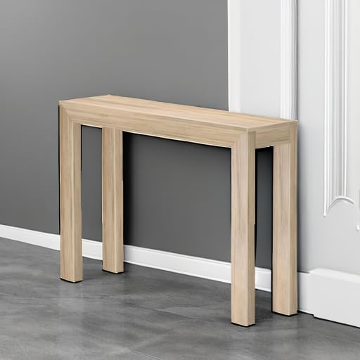 Plank+Beam Modern Solid Wood Console Table, 46.25 Inch, Sofa Table, Narrow Entryway Table for Hallway, Behind The Couch, Living Room, Foyer, Easy Assembly, Blonde