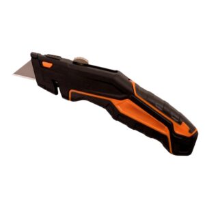 edward tools pro utility knife with retractable blade - heavy duty sk5 steel blades included - easy blade change - safety lock system - wire cutter opening - box cutter cardboard