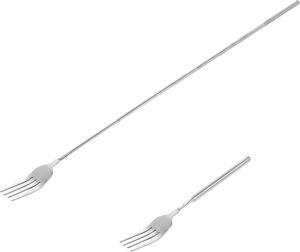 chazcool extendable fork, telescoping fork, extended fork, stainless steel retractable fork, fork extender long fork, extending fork for eating dinner fruit dessert bbq 8.7 to 25.4 inch (1 pcs)