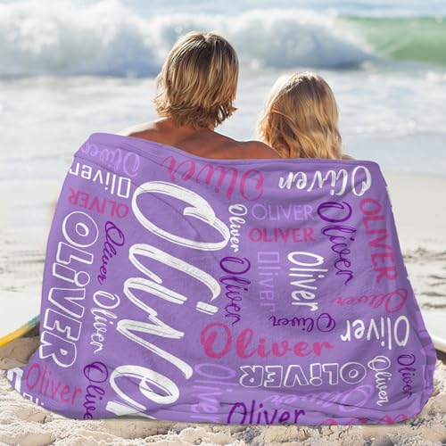 PerStudio Personalized Baby Blanket Custom Name Blankets Throws for Kids Boys Girls Customized Christmas Birthday Gifts for Adults