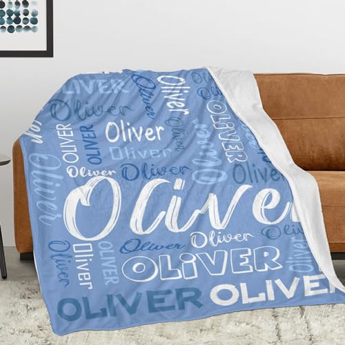 PerStudio Personalized Baby Blanket Custom Name Blankets Throws for Kids Boys Girls Customized Christmas Birthday Gifts for Adults