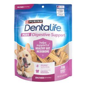 purina dentalife plus digestive support chicken and pumpkin flavor small/medium dog dental chews - 19 ct. pouch