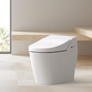 vovo stylement tcb-8200sa smart bidet toilet for bathrooms, elongated one piece toilet with auto open/close lid, 1.12 gpf, auto dual flush, ada chair height, heated seat, made in korea