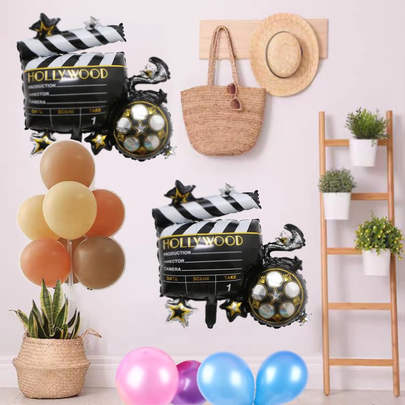 BoningNEW 2 Pcs Cine Camera Mylar Foil Balloons Movie Night Balloons for Birthday Party Wedding Baby Shower Photography Theme Party Hollywood-themed Party Carnival Theme Party Decorations Supplies