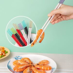 Slivek 5 Pair Reusable Chopsticks Dishwasher Safe, 9.45 inch/24 cm Non-Slip Fiberglass Home/Restaurant Chopsticks, Chinese/Japanese Korean Style Chopsticks (Black)