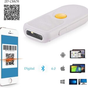 NYEAR Mini BLE Bluetooth 2D & QR & 1D CMOS Barcode Scanner with APP Without scanning Barcode to Set parameters conveniently,with Real Voice Announcement,NT1000