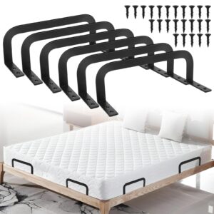 6pcs mattress retainer bar mattress slide stopper from sliding non slip mattress holder for adjustable bed wider taller metal mattress holder for wooden bed frame black