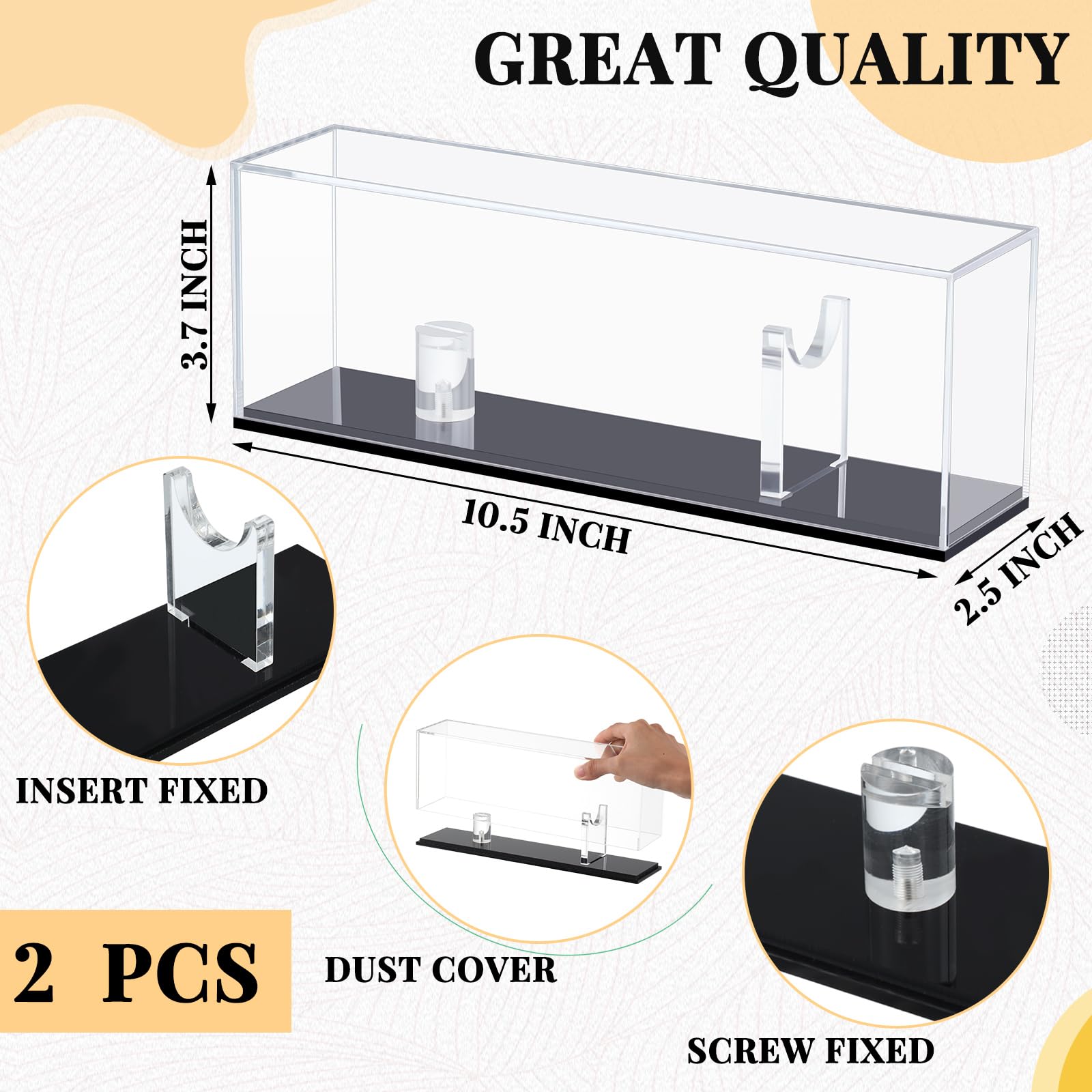 Suzile 2 Pcs Acrylic Knife Display Case Pocket Knife Display Stand with Clear Cover Collection Single Knife Display Box Holder Cabinet Protection, Black Base, 10.5 x 3.7 x 2.5 inches