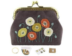 yjgmy beginner embroidery coin purse kit, simple embroidery, cross stitch kit suitable for beginner sewing craft friend gift bag (small bowl flower)