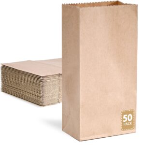 johouse 50pcs small brown paper bags,3.5x2.2x7 inches kraft paper bags mini snack bag party bag treat bag for baby shower wedding party favors diy wrapping.